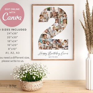 Birthday Number 2 Photo Collage, Birthday Gift, Second Birthday Photo ...