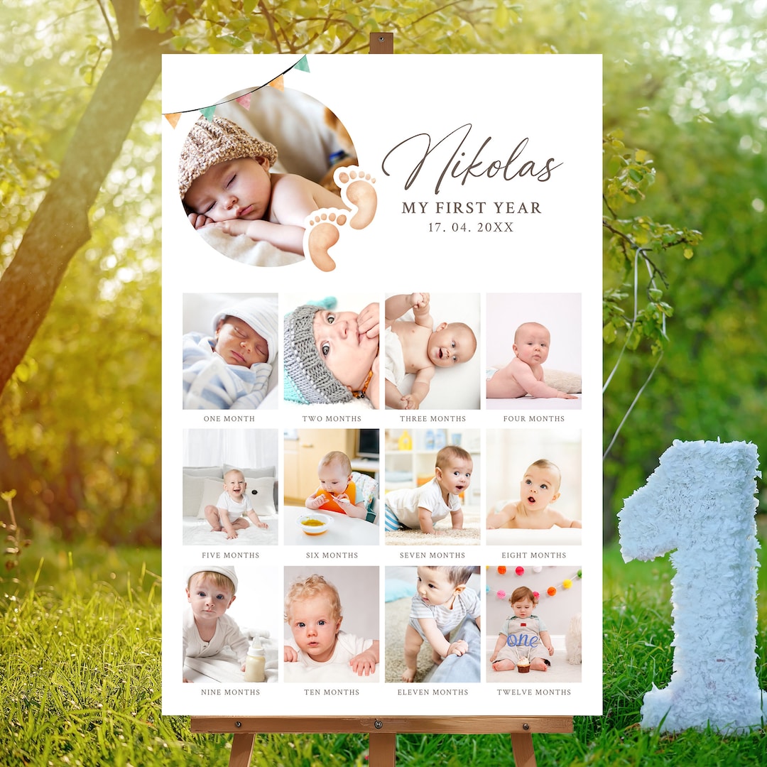 Printable Baby's First Year Poster Template, 1st Year Photo Collage ...