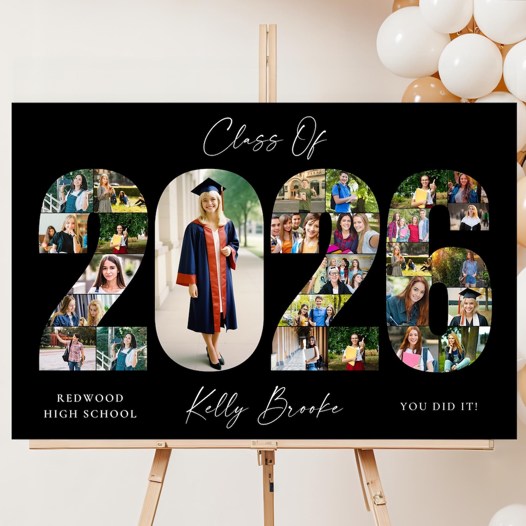 2026 Graduation Photo Collage Welcome Sign Template, Class of 2026 ...