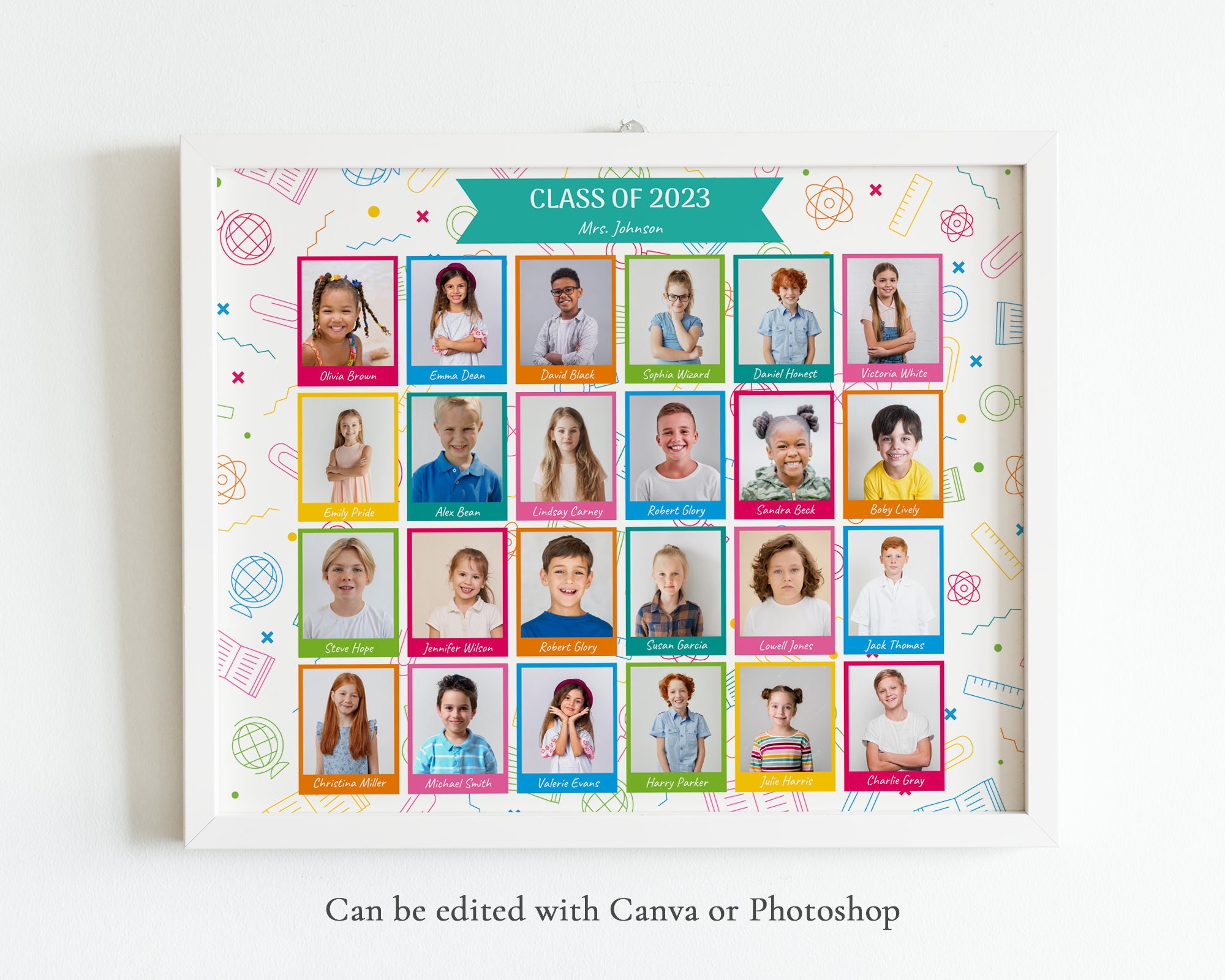 School Composite Photo Template, School Class Photo Collage Template ...