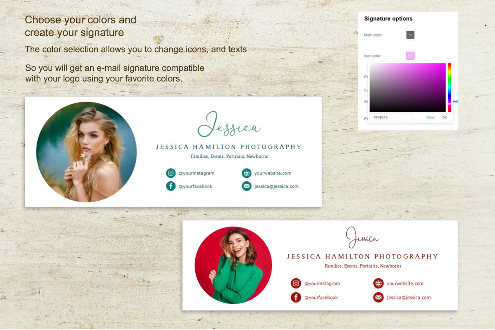 Email Signature Template Clickable Editable, Gmail Outlook Hotmail ...