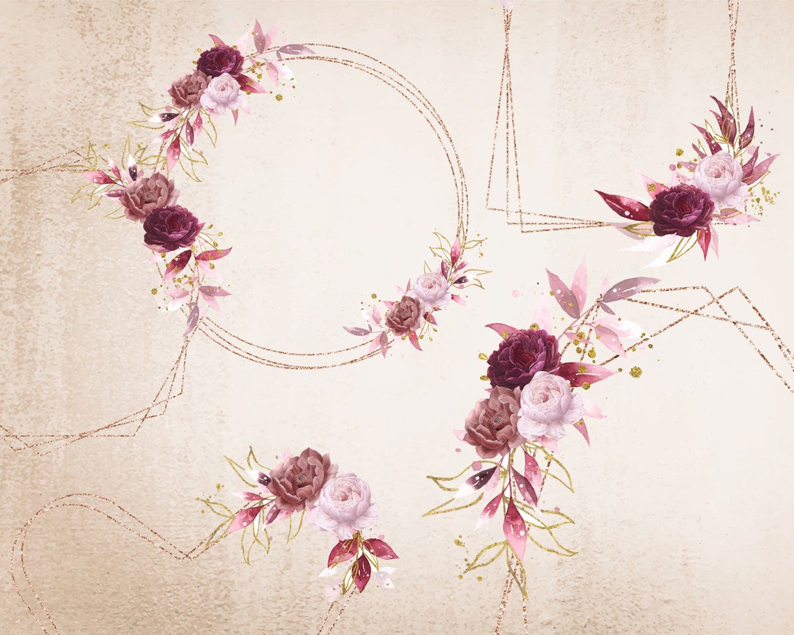 Floral Gold Frame Clipart Rose Gold Frame Clip Art Gold | Etsy