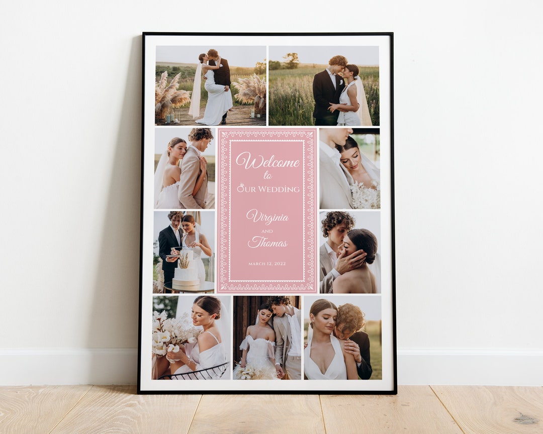 Poster Size Wedding Photo Collage Template, Instantly Editable, Wedding ...