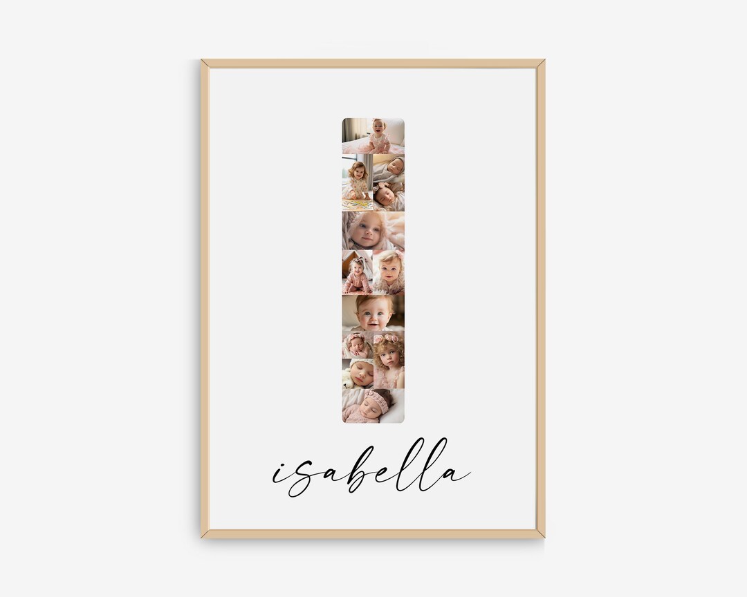 Letter I Photo Collage Template, Personalized Initial Name Print for ...