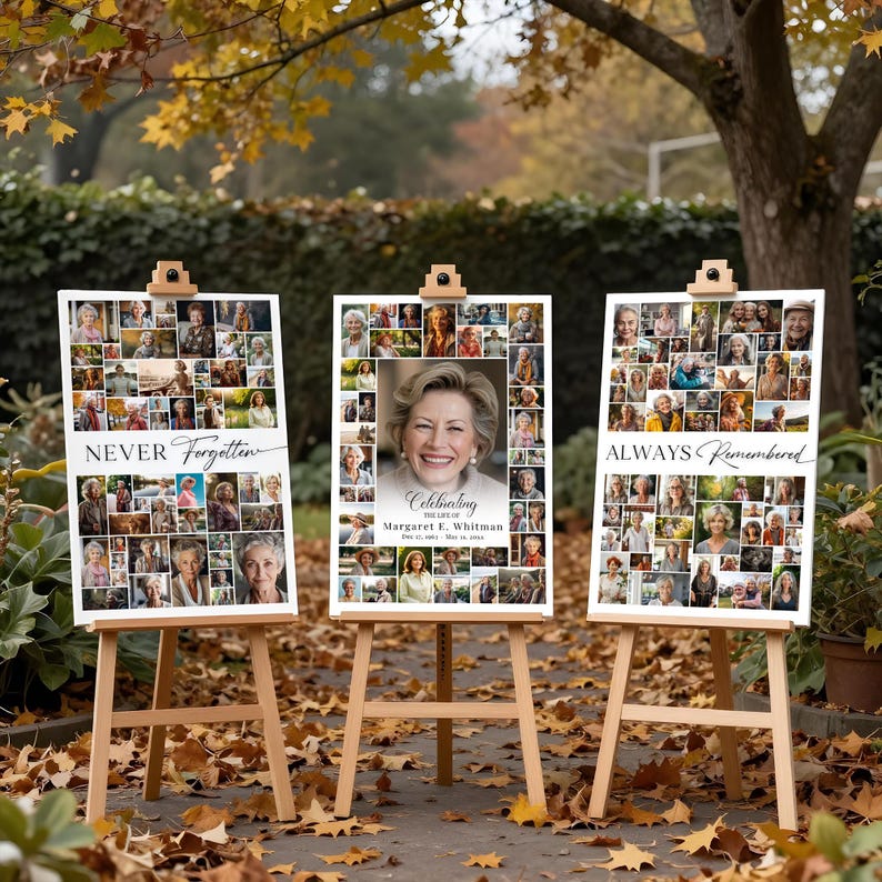 Funeral Photo Collage Template Set | Celebration of Life Poster ...