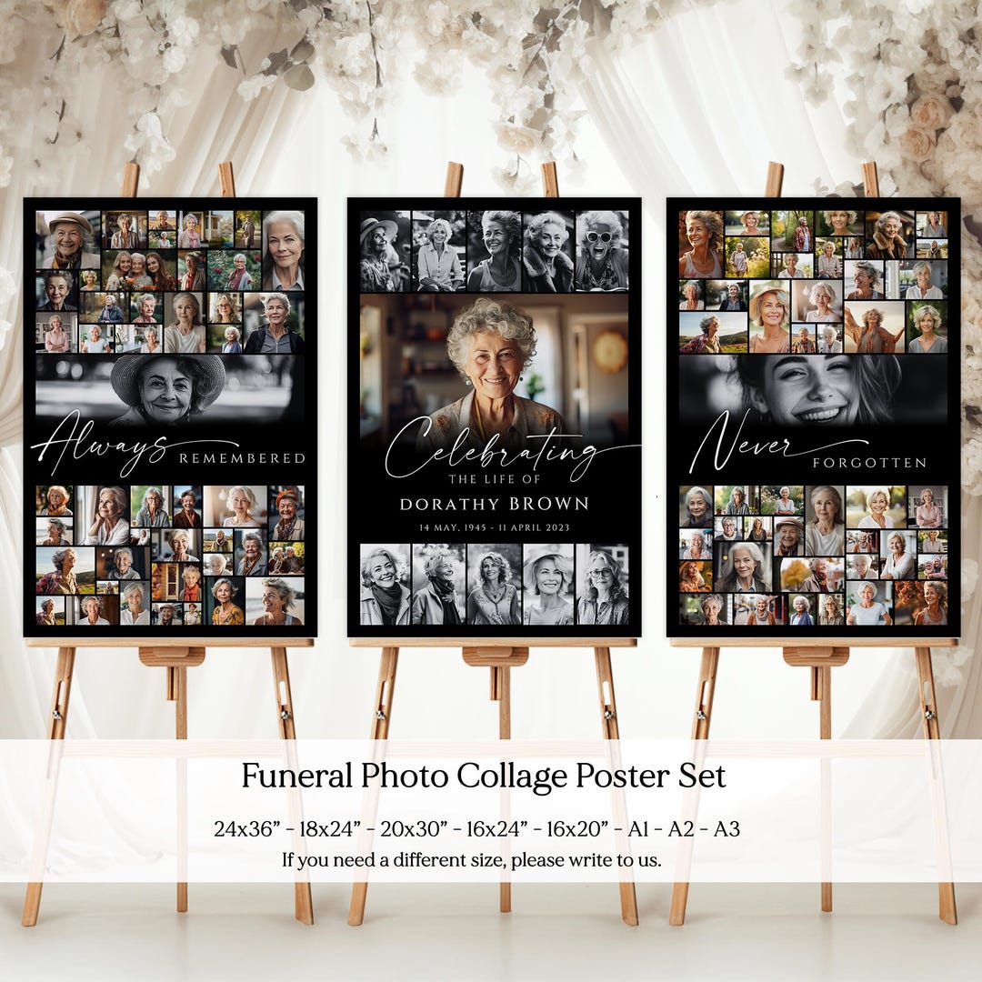 Funeral Poster, Celebration of Life Photo Collage Template, Funeral ...