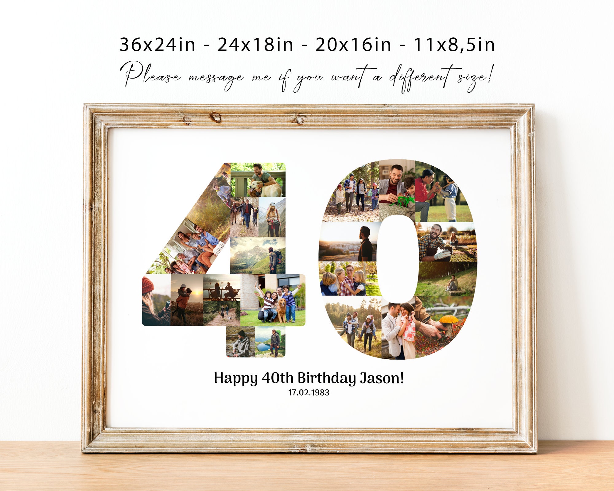 40th Birthday Photo Collage Template, Printable 40th Birthday Photo ...