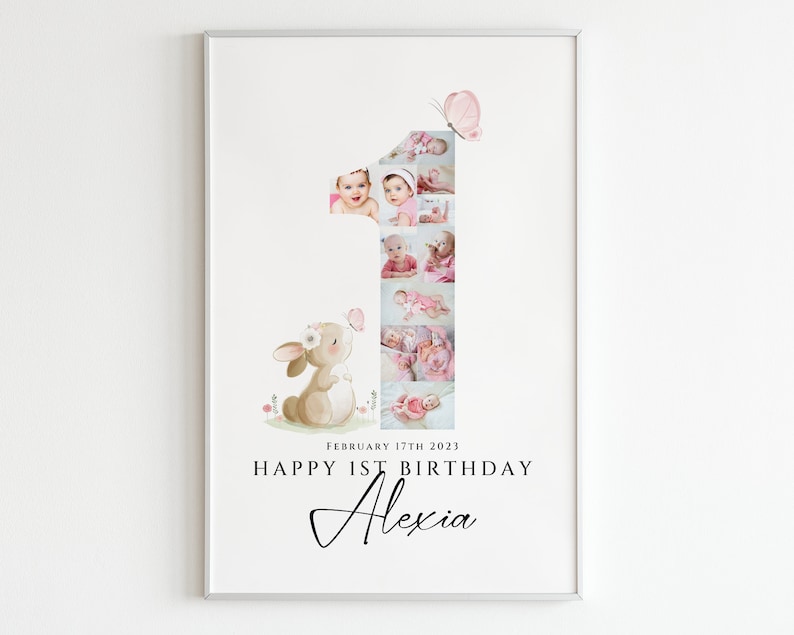 Happy 1st Birthday Photo Collage Template First Birthday - Etsy