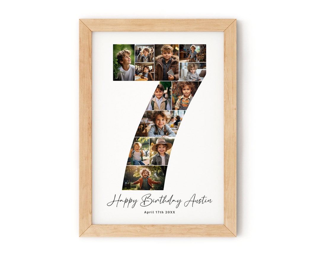 Birthday Number 7 Photo Collage, Birthday Gift, Seventh Birthday Photo ...