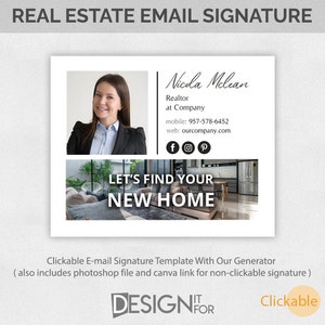 Clickable Real Estate Email Signature With Banner and Logo, Realtor ...