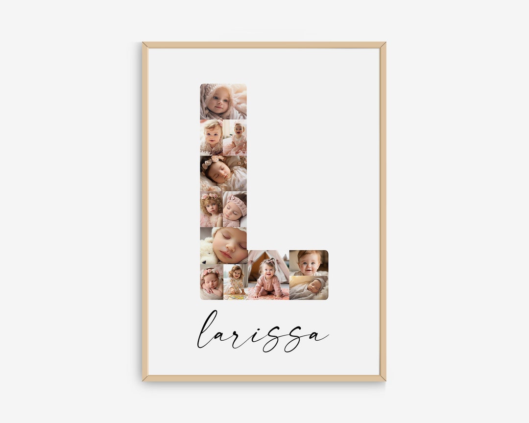 Letter L Photo Collage Template, Personalized Initial Name Print for ...