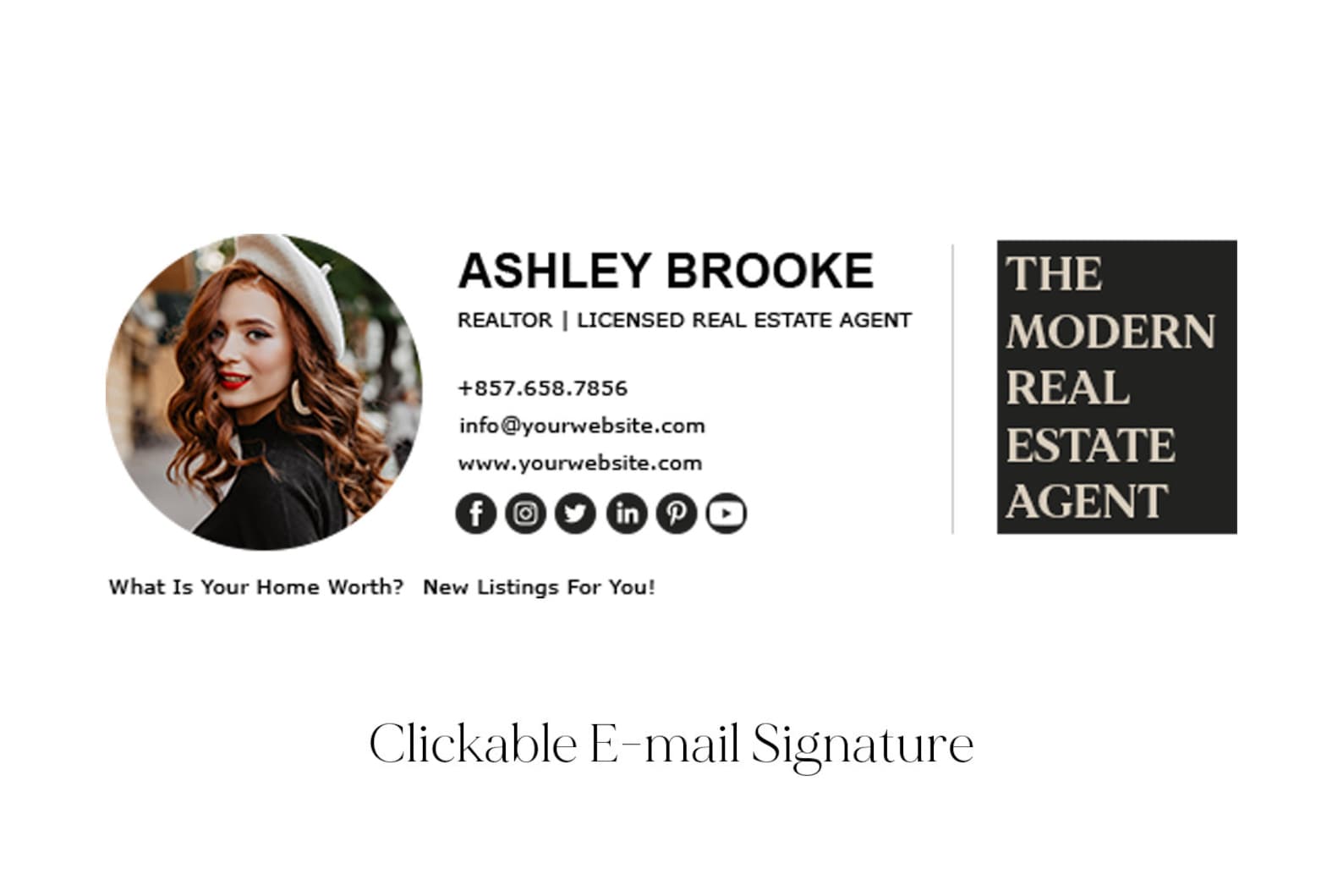 Realtor Email Signature Template, Real Estate Gmail Clickable E-mail ...