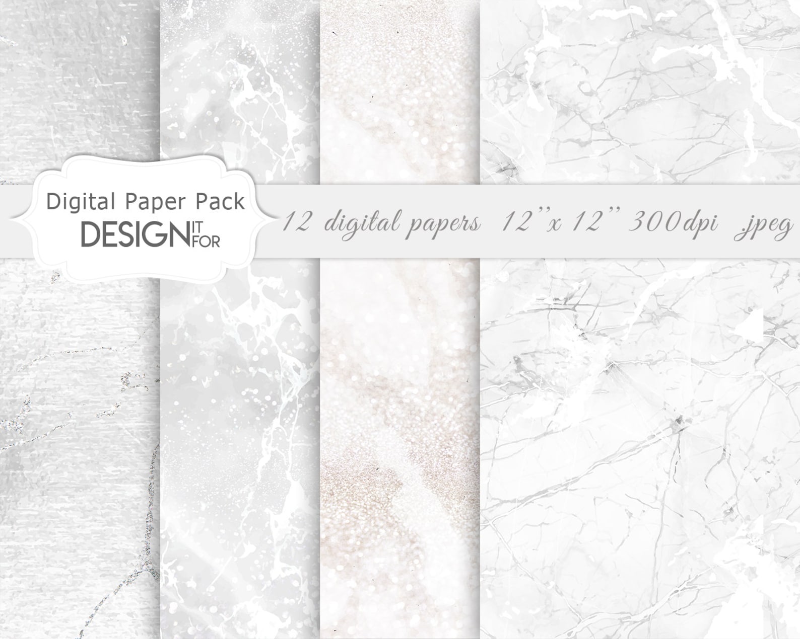 White Marble Digital Paper Pack Grey Silver Marble Textures - Etsy