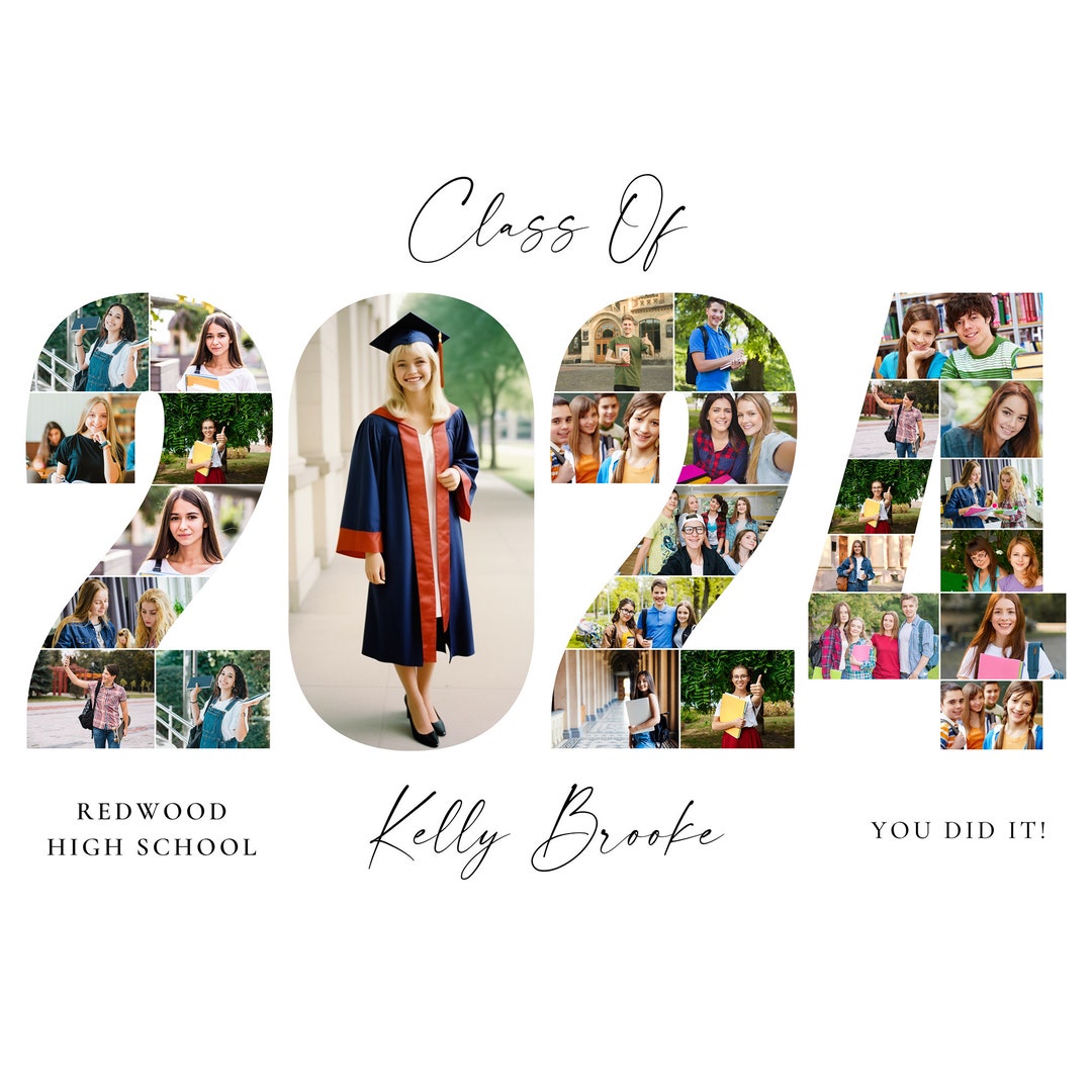 Graduation Photo Collage Welcome Sign Template, Class of 2024, Party ...