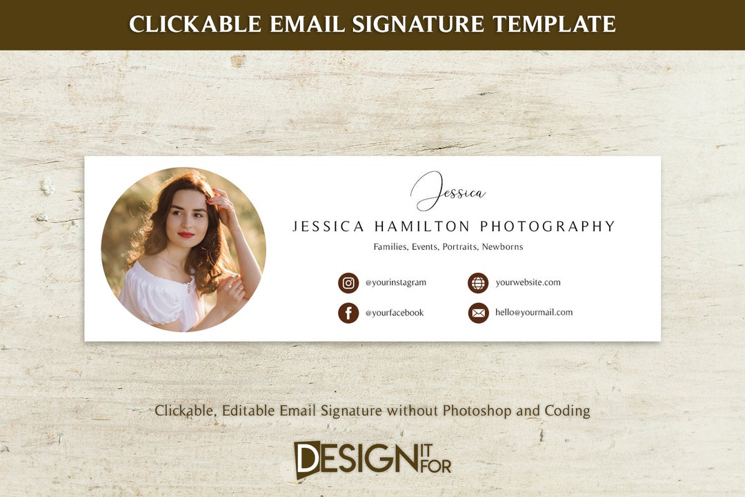 Email Signature Template Clickable Editable, Gmail Outlook Hotmail ...
