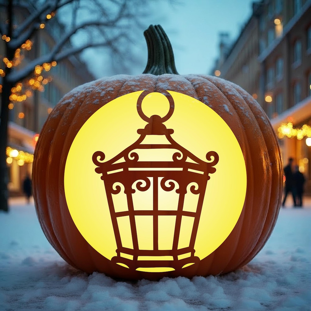 Lantem Pumpkin Stencil Template – Cute Pumpkin Carving Pattern ...