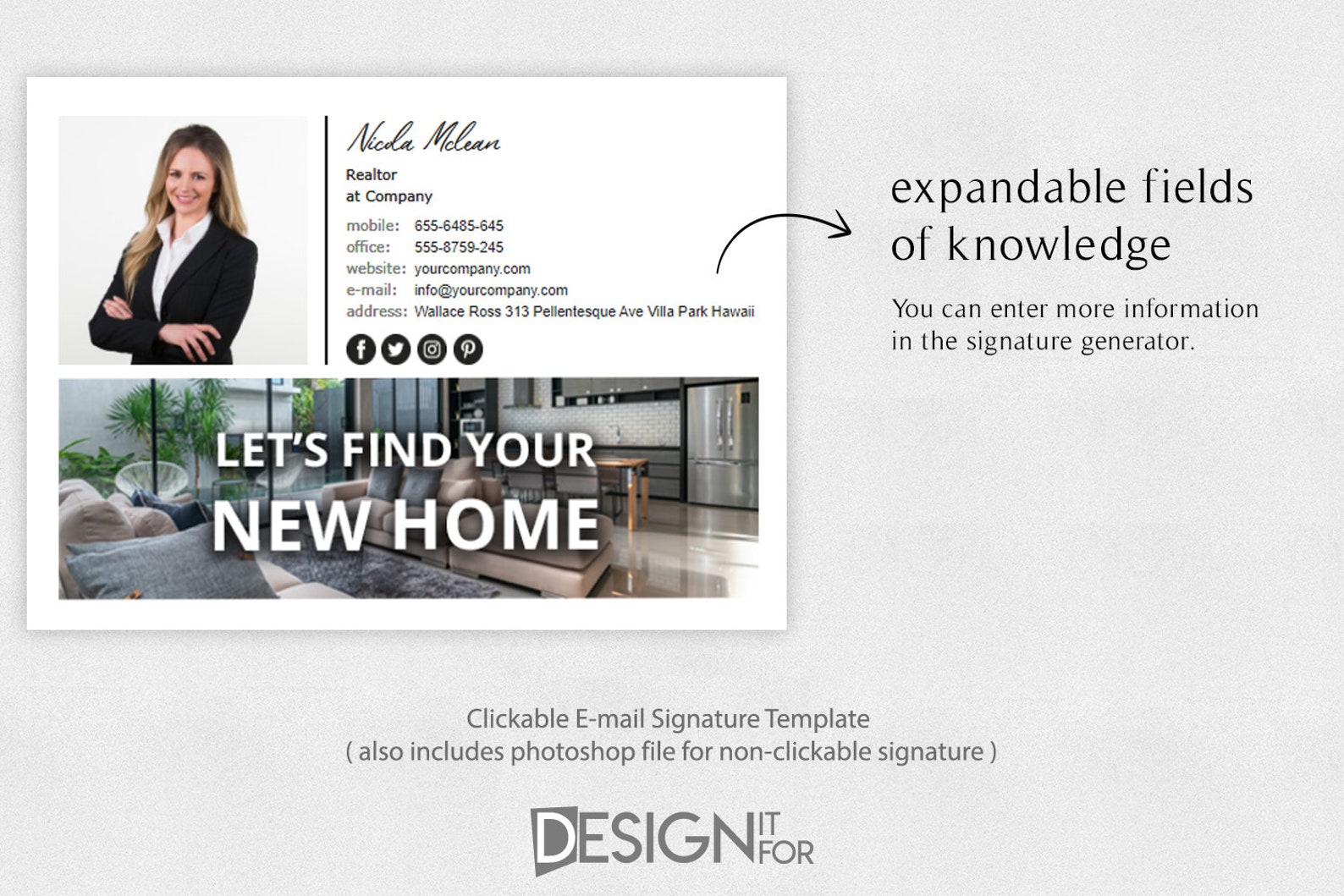 Clickable Real Estate Email Signature With Banner and Logo - Etsy
