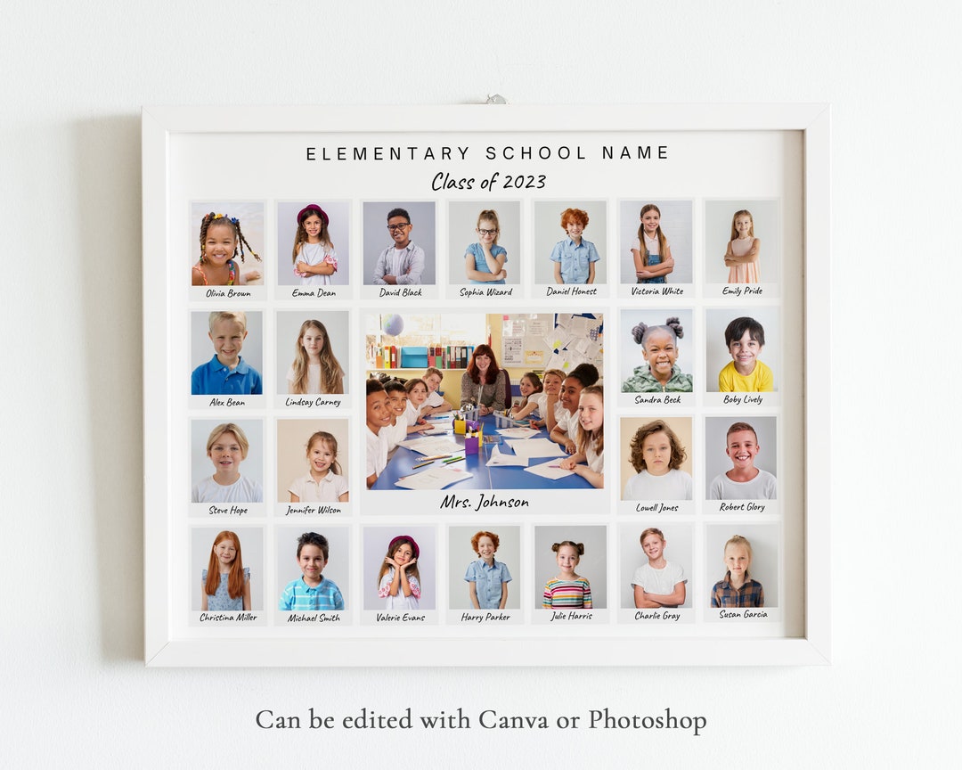 Minimalist School Composite Photo Template, Printable School Class ...