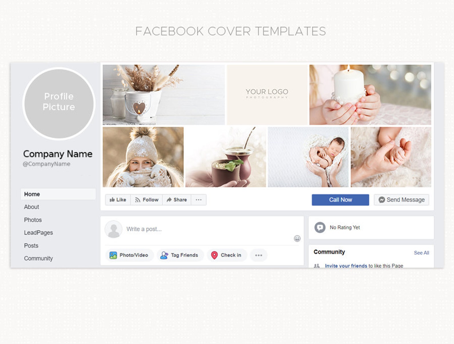 Collage Facebook Cover Template for Photographers, Canva and PSD ...