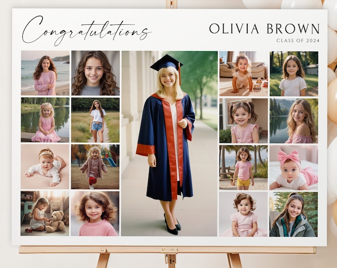 Graduation Photo Display 27x48 Wooden Wall Art Gift, Rustic Wedding ...