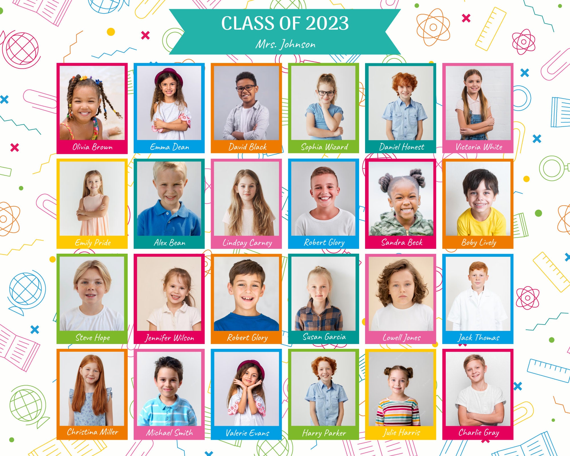 School Composite Photo Template, School Class Photo Collage Template ...