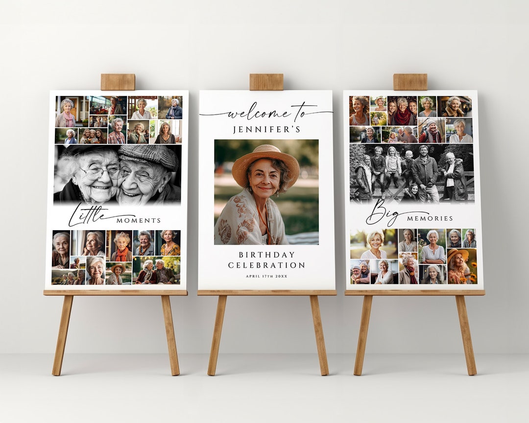 Birthday Photo Collage Poster Template, Birthday Welcome Sign Board for ...