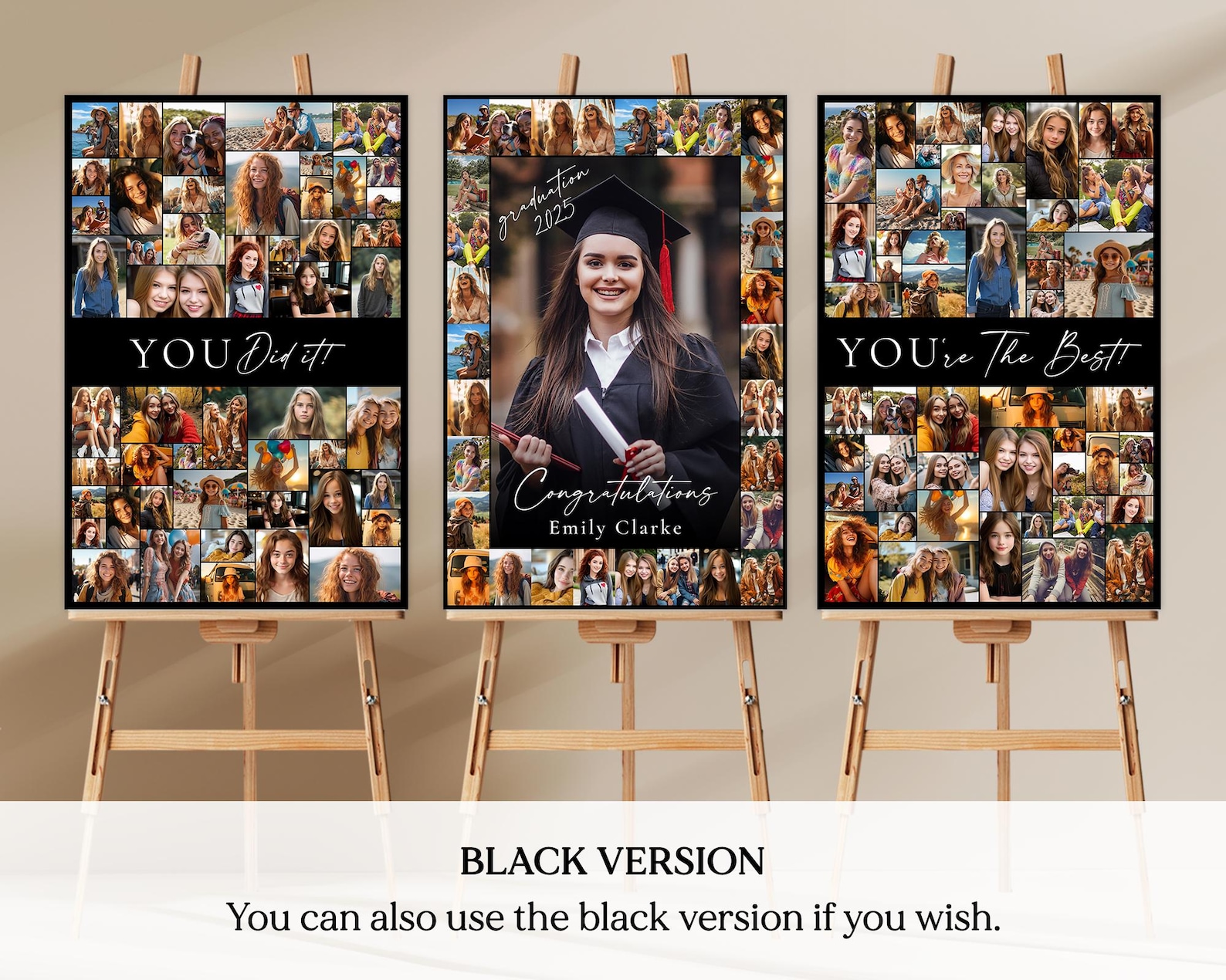 Graduation Photo Collage Template Set, Graduation Welcome Sign ...