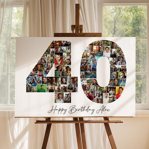 40th Birthday Photo Collage Template, Personalized 40th Birthday Gift ...