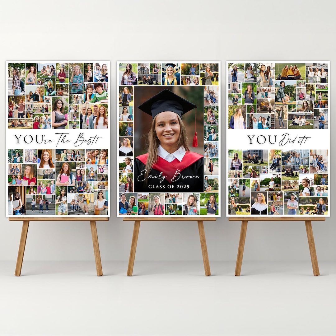 Graduation Photo Collage Template, Graduation Welcome Sign, Graduation ...