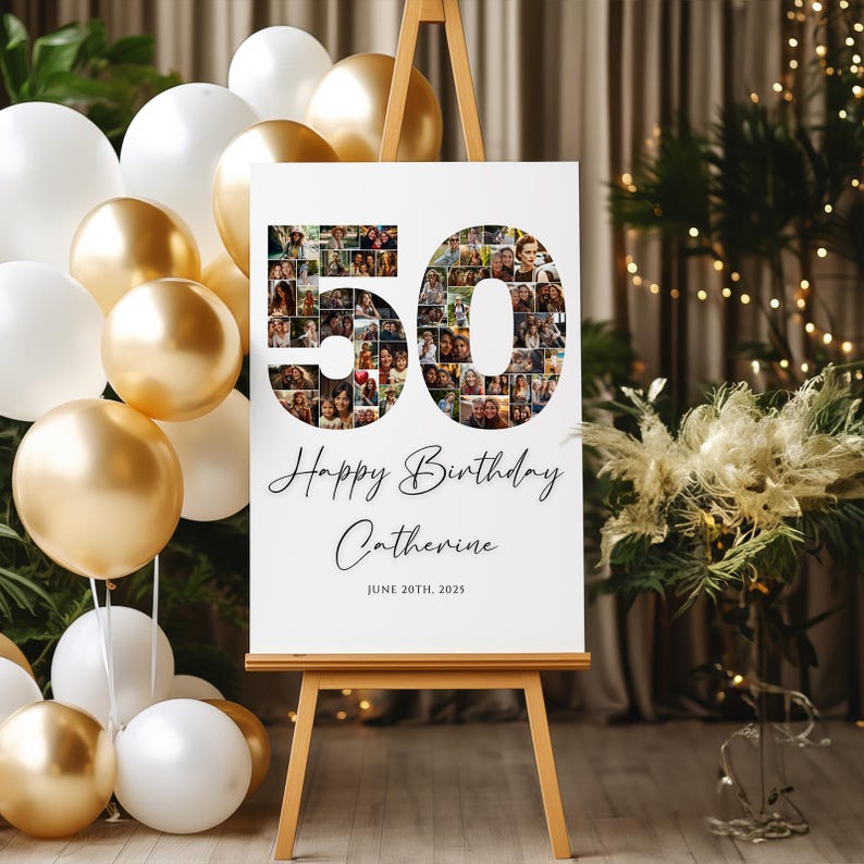 Editable 50th Birthday Photo Collage Template – Gift for Him or Her ...