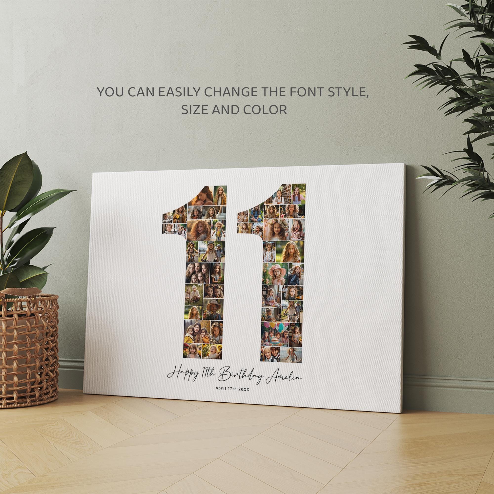 11th Birthday Photo Collage, 11th Birthday Gift, Birthday Number 11 ...