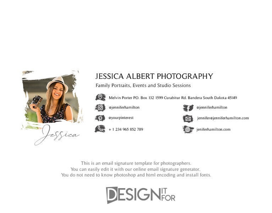 Email Signature Template With Logo for Photographer Instant - Etsy