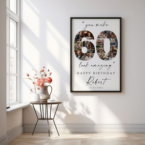 60th Birthday Photo Collage Poster Template Set, Customizable 60th ...