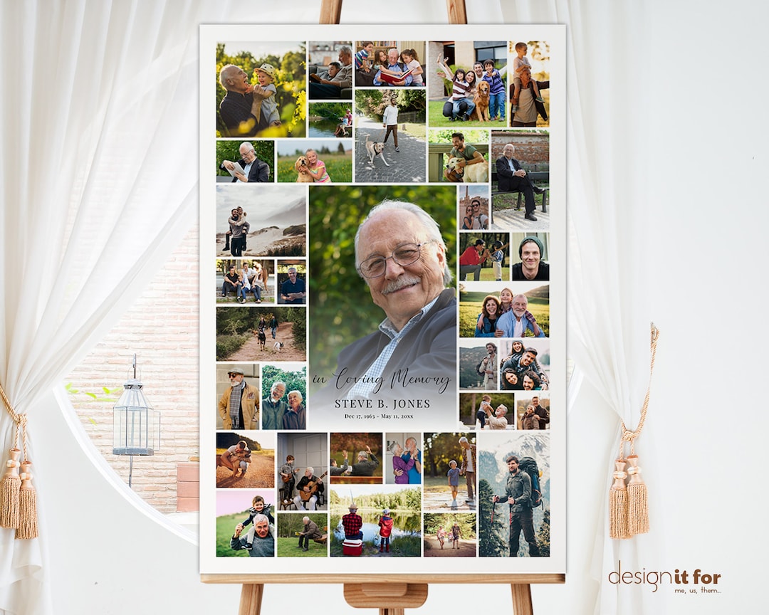 Poster Size Funeral Photo Collage Template , Editable Funeral Template ...