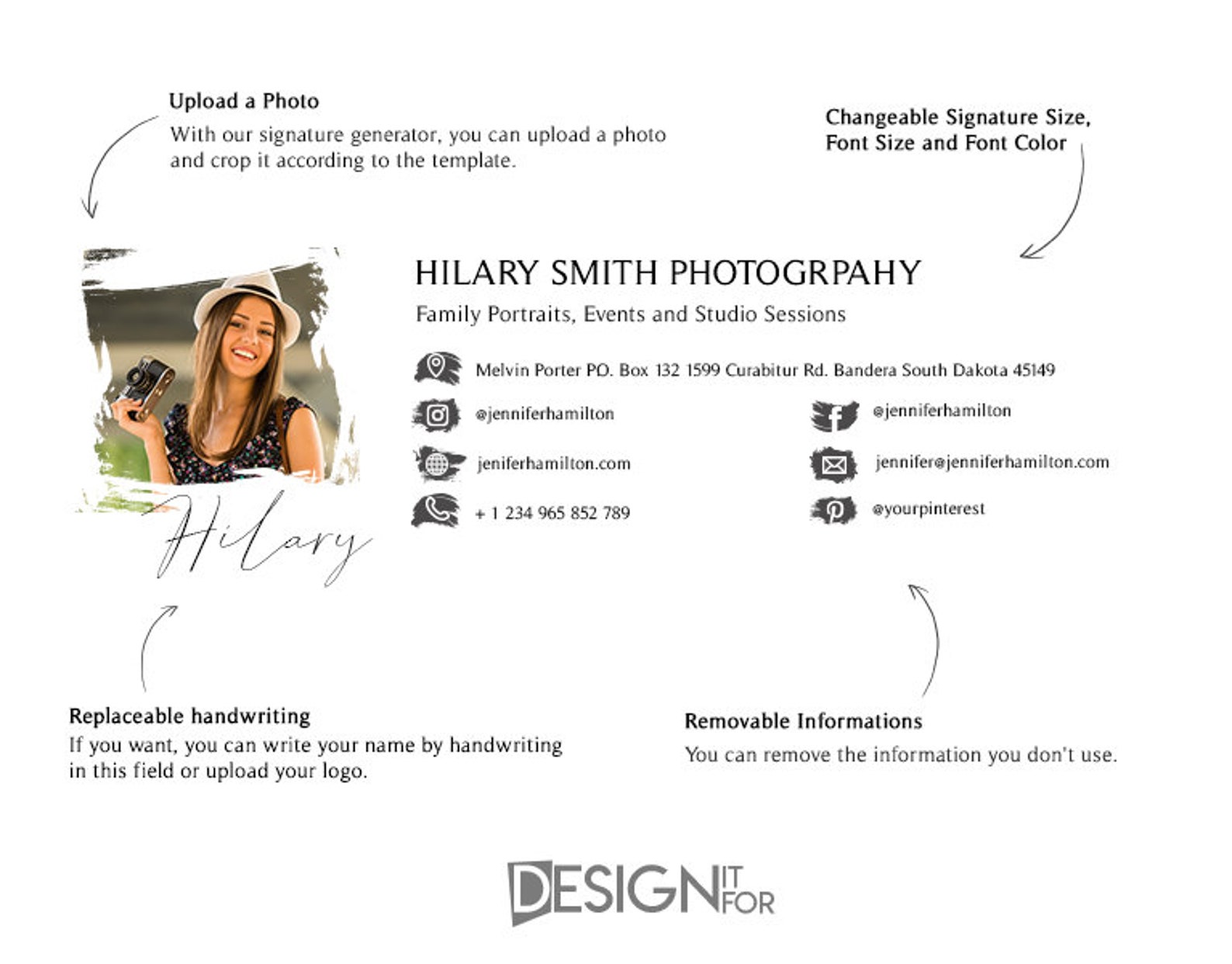 Email Signature Template With Logo for Photographer Instant - Etsy