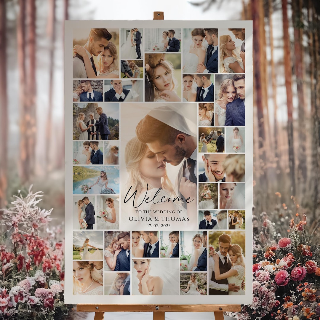 Wedding Welcome Sign Collage Template, Editable, Welcome to Our Wedding ...