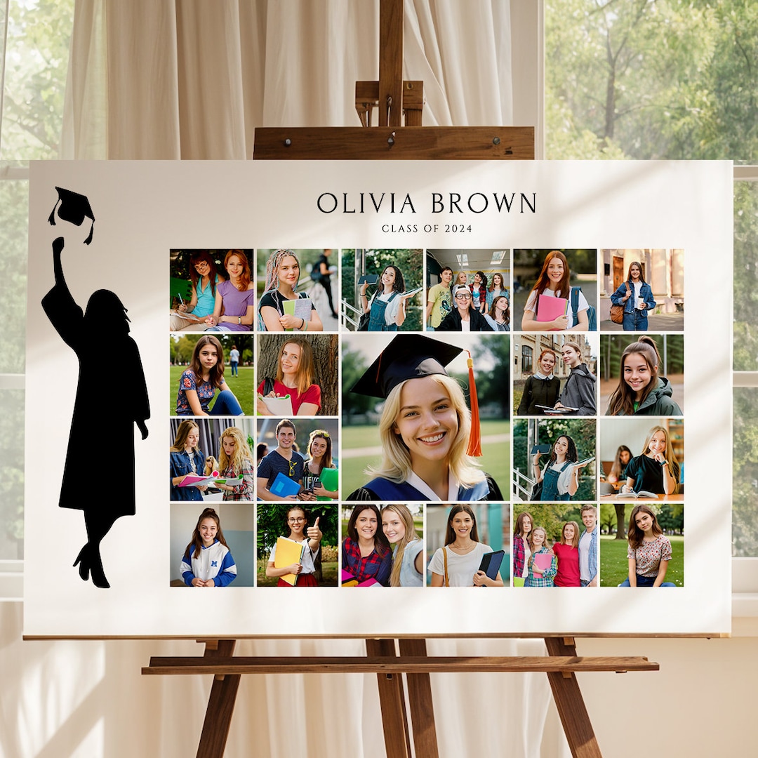 Graduation Photo Collage Welcome Sign Template for Her, Party Poster ...