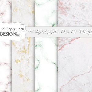 Marble Digital Paper Pack, Marble Texture, Gold Marble, White Marble ...