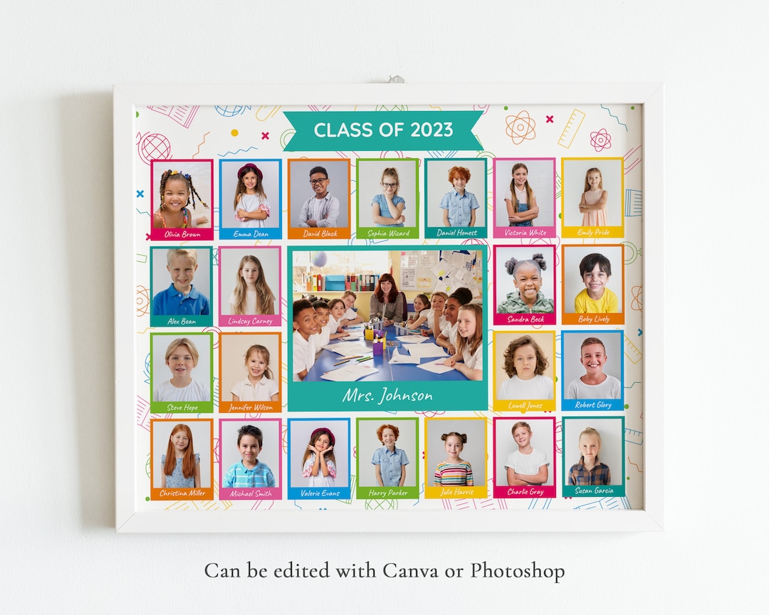 School Composite Photo Template, Printable School Class Photo Template ...