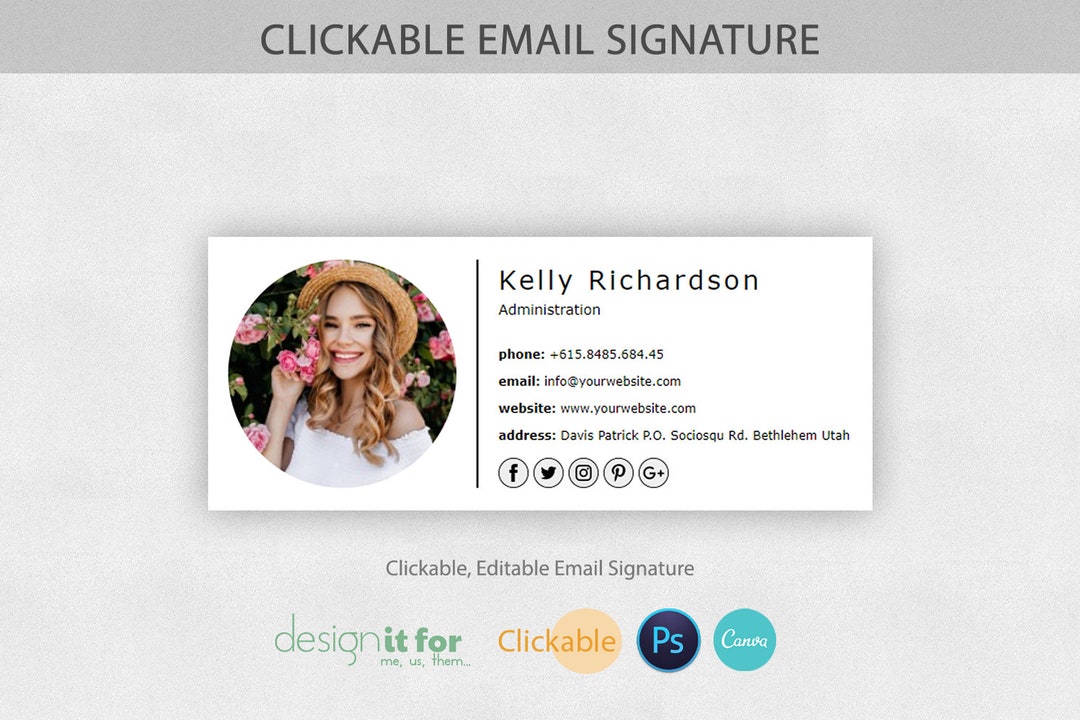 Email Signature Template Clickable Link, Gmail Email Signature, Html ...