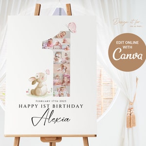 Happy 1st Birthday Photo Collage Template, First Birthday Number Photo ...