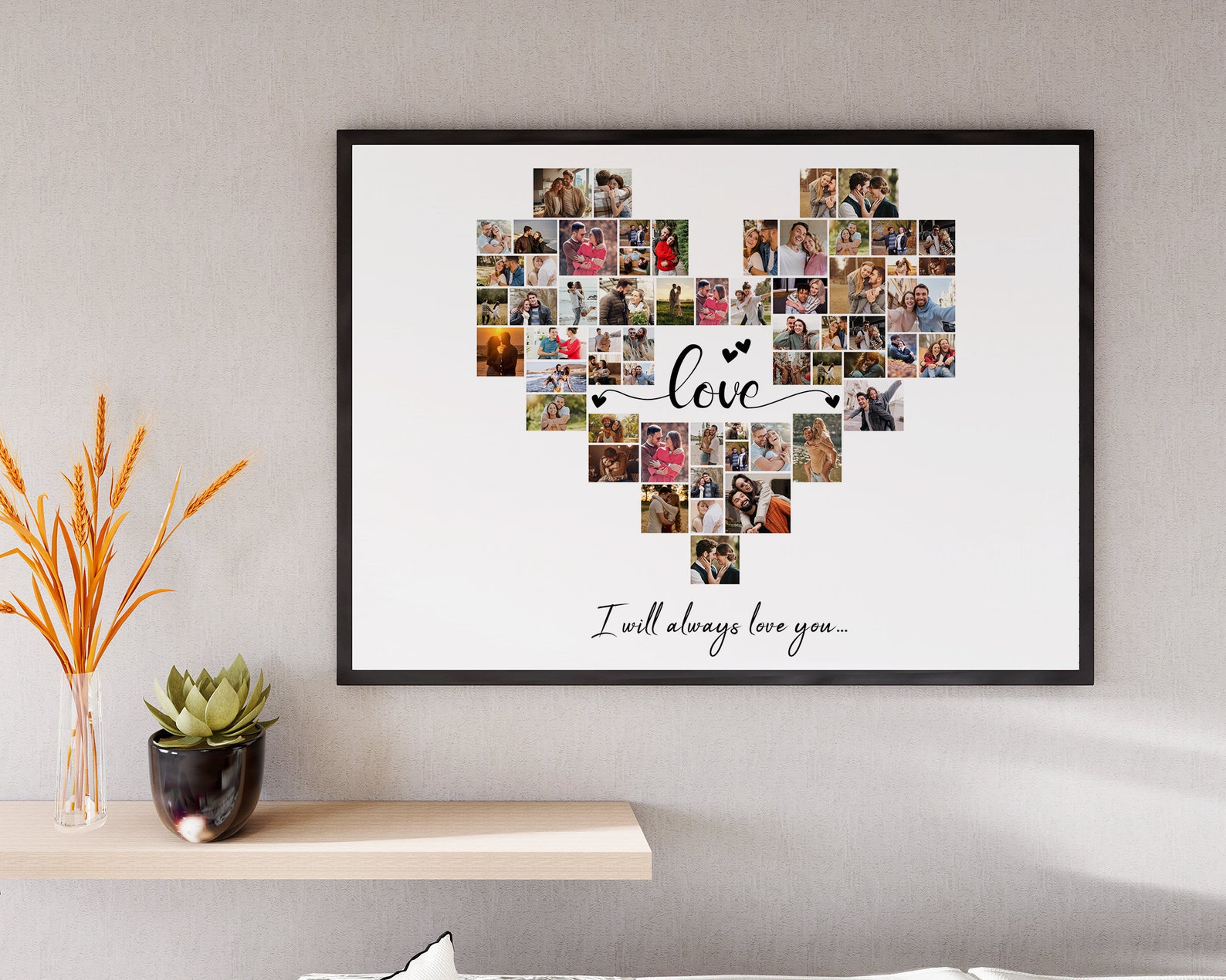 Love Heart Photo Collage Template, Birthday Heart Collage, Heart ...