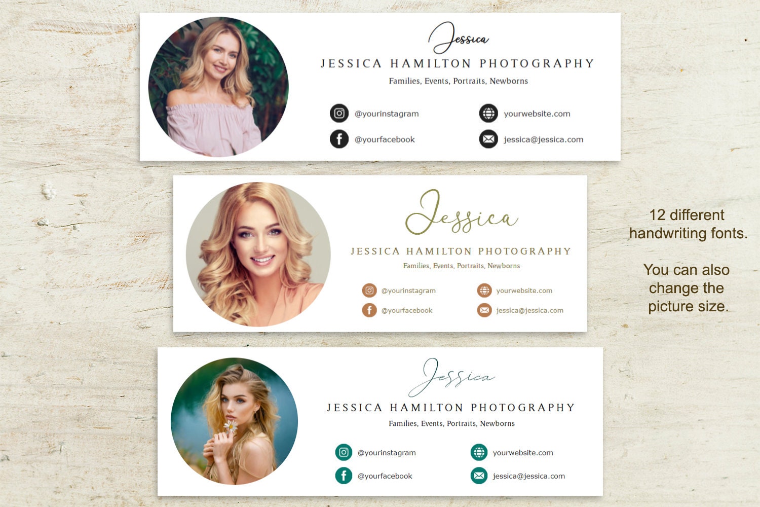 Email Signature Template Clickable Editable, Gmail Outlook Hotmail ...