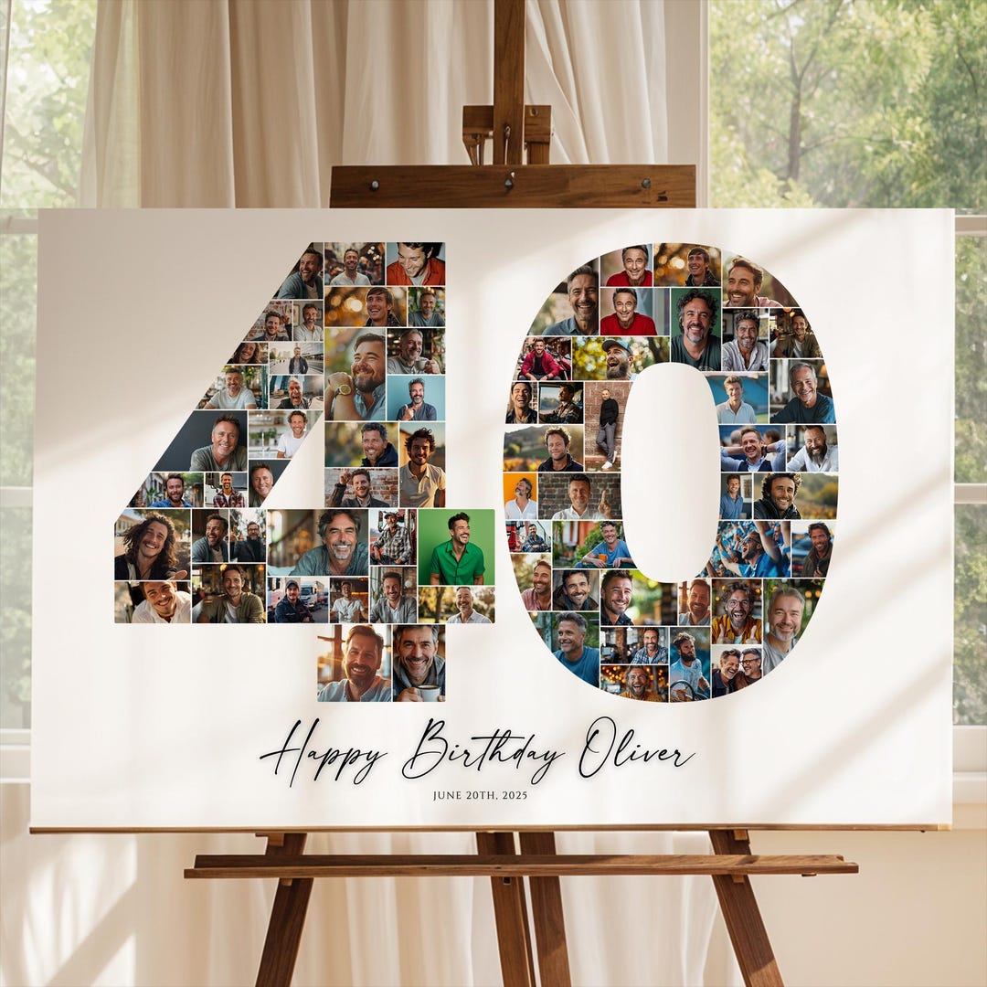 40th Birthday Photo Collage Template, Personalized 40th Birthday Gift ...
