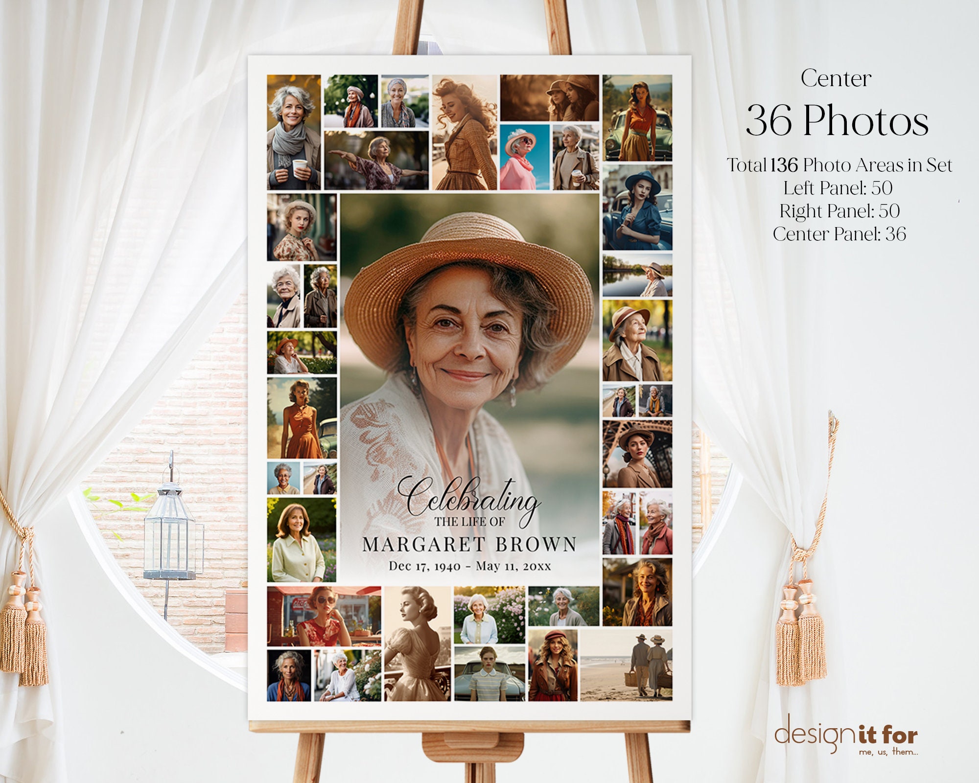 Funeral Welcome Sign Set Template, Funeral Photo Collage With Notes ...
