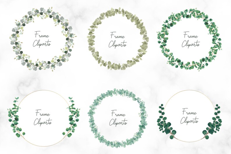 Eucalyptus Wreath Gold Frame Clipart PNG SVG Greenery Wreath - Etsy