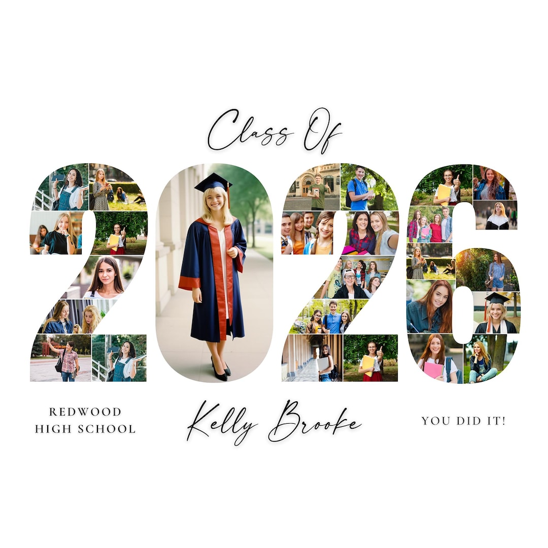 2026 Graduation Photo Collage Welcome Sign Template, Class of 2026 ...