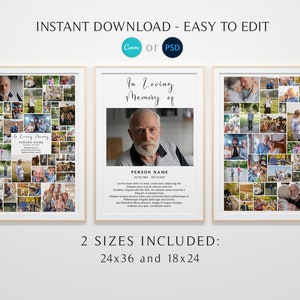 Poster Size Funeral Photo Collage Template, Funeral Welcome Sign ...