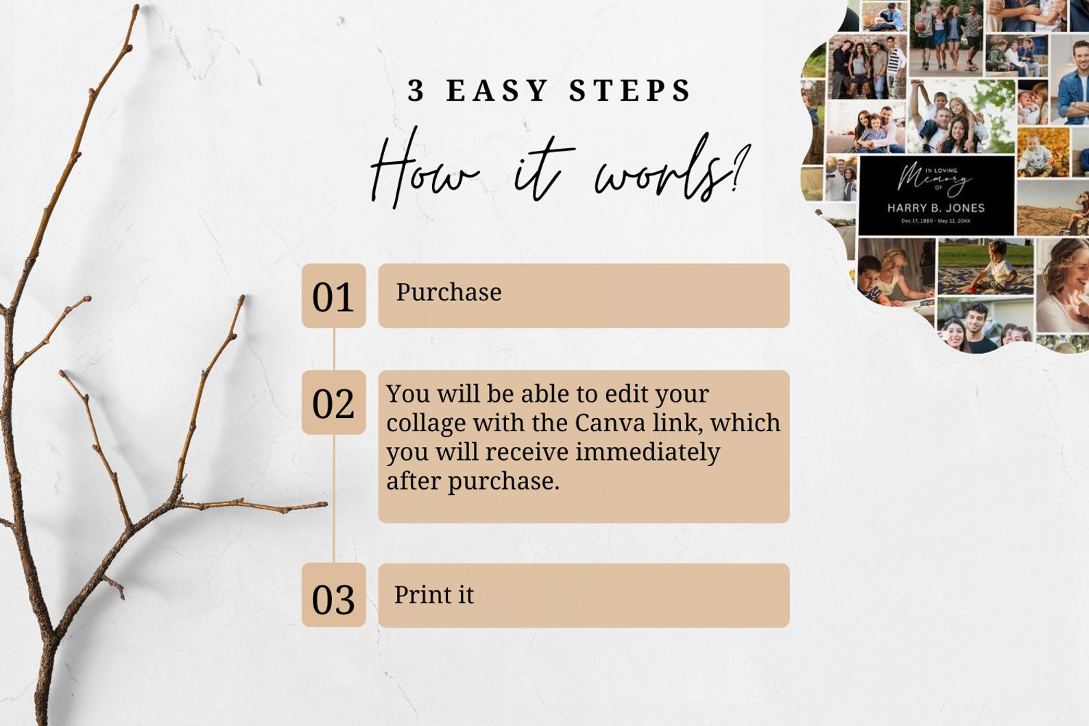 Poster Size Funeral Photo Collage Template for 35 Photos - Etsy