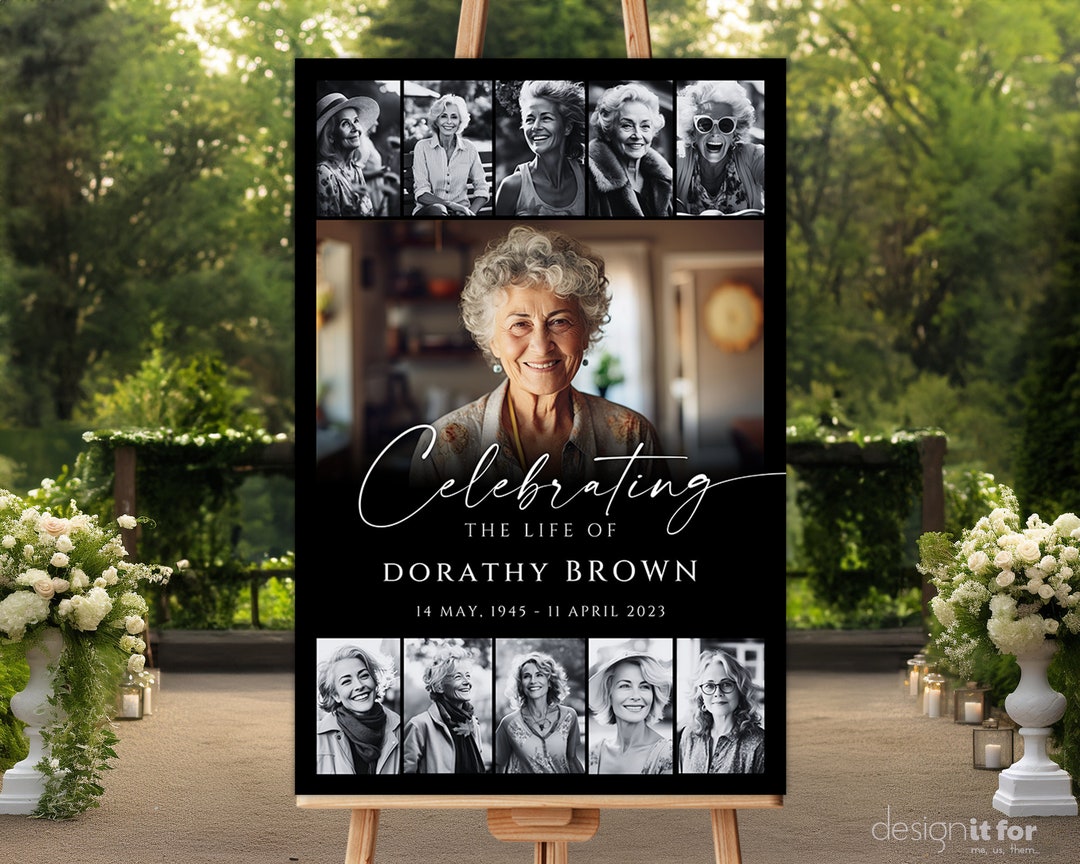 Funeral Photo Collage Template Funeral Welcome Sign, Funeral Poster ...